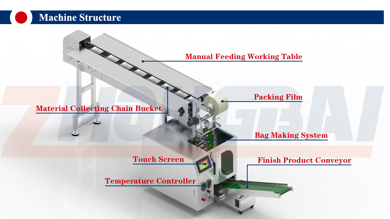 Screw Packing Machine with Chain Bucket Conveyor ZB-T60D